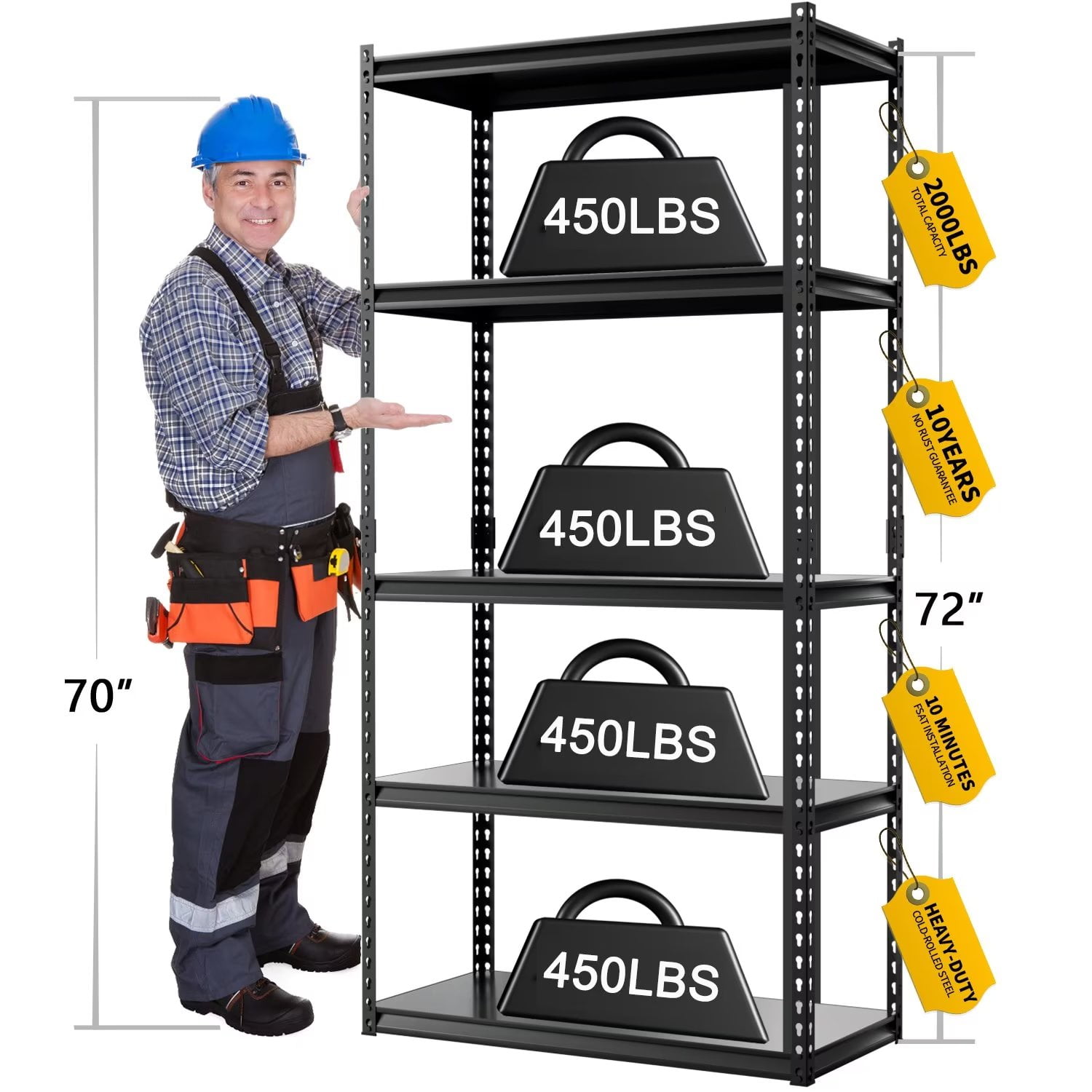 Lilypelle Shelving Unit,5-Tier Adjustable Metal Heavy Duty Shelving ...