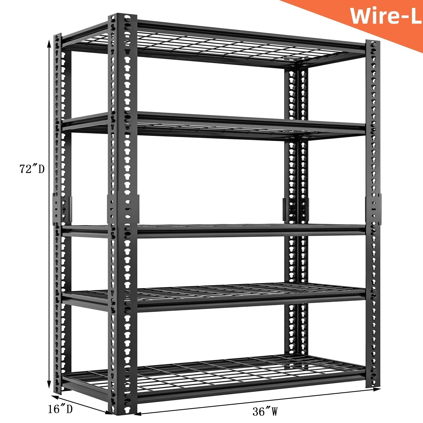 "Lilypelle 5 Tier Adjustable Steel Wide Wire Garage Shelves, Heavy Duty ...