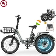 MOONCOOL 20'' Folding 3 Wheel Electric Tricycle for Adults, Foldable 750W 48V Motorized Electric ...