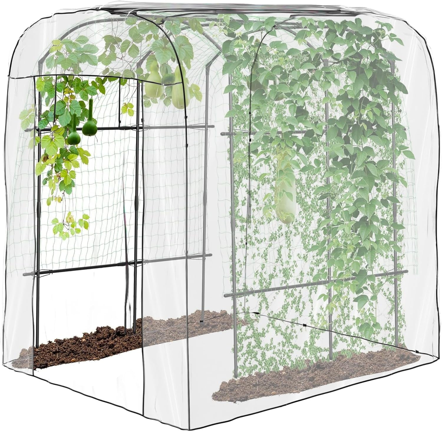 Lilypelle Tall Garden Arch Trellis with Greenhouse Cover for Climbing ...