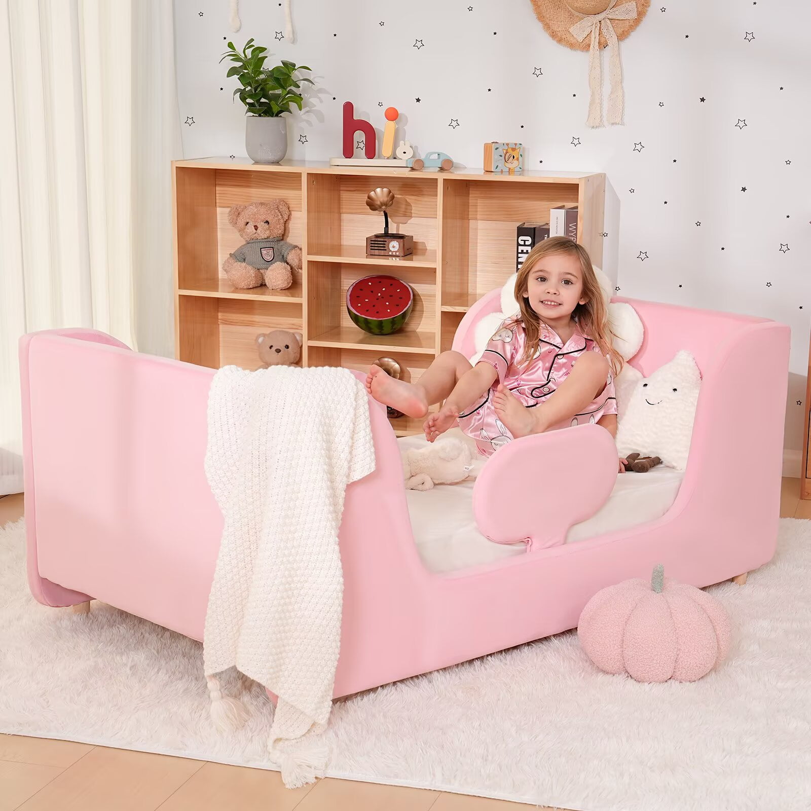 Lilypelle Toddler Bed Frame, Toddler Floor Bed with Removable Guard ...