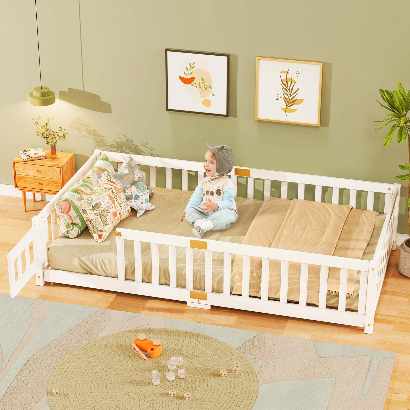 Lilypelle Twin Floor Bed for Kids, Montessori Floor Bed with Guard ...