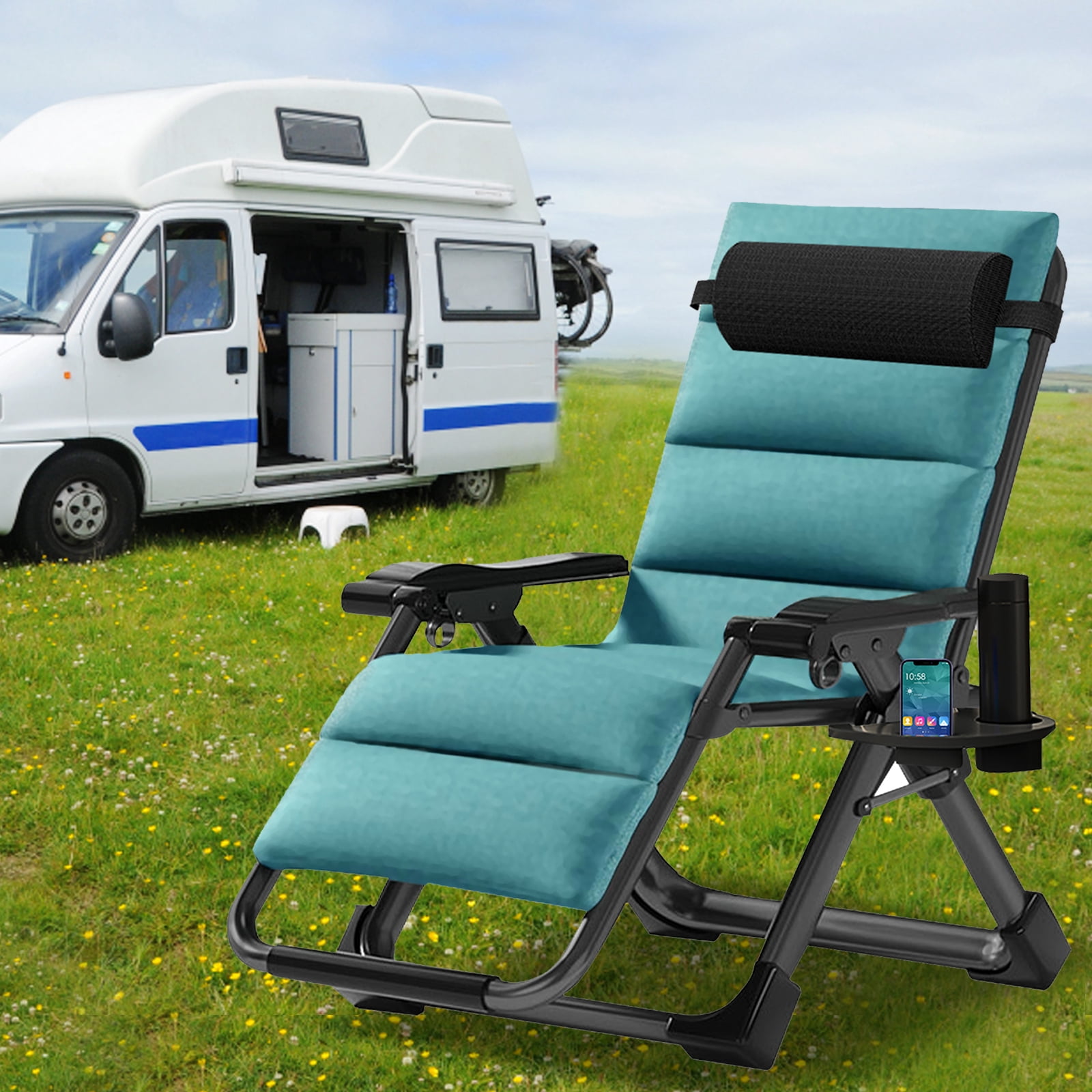Lilypelle Zero Gravity Chair, Outdoor Padded Lounge Chair with Side ...