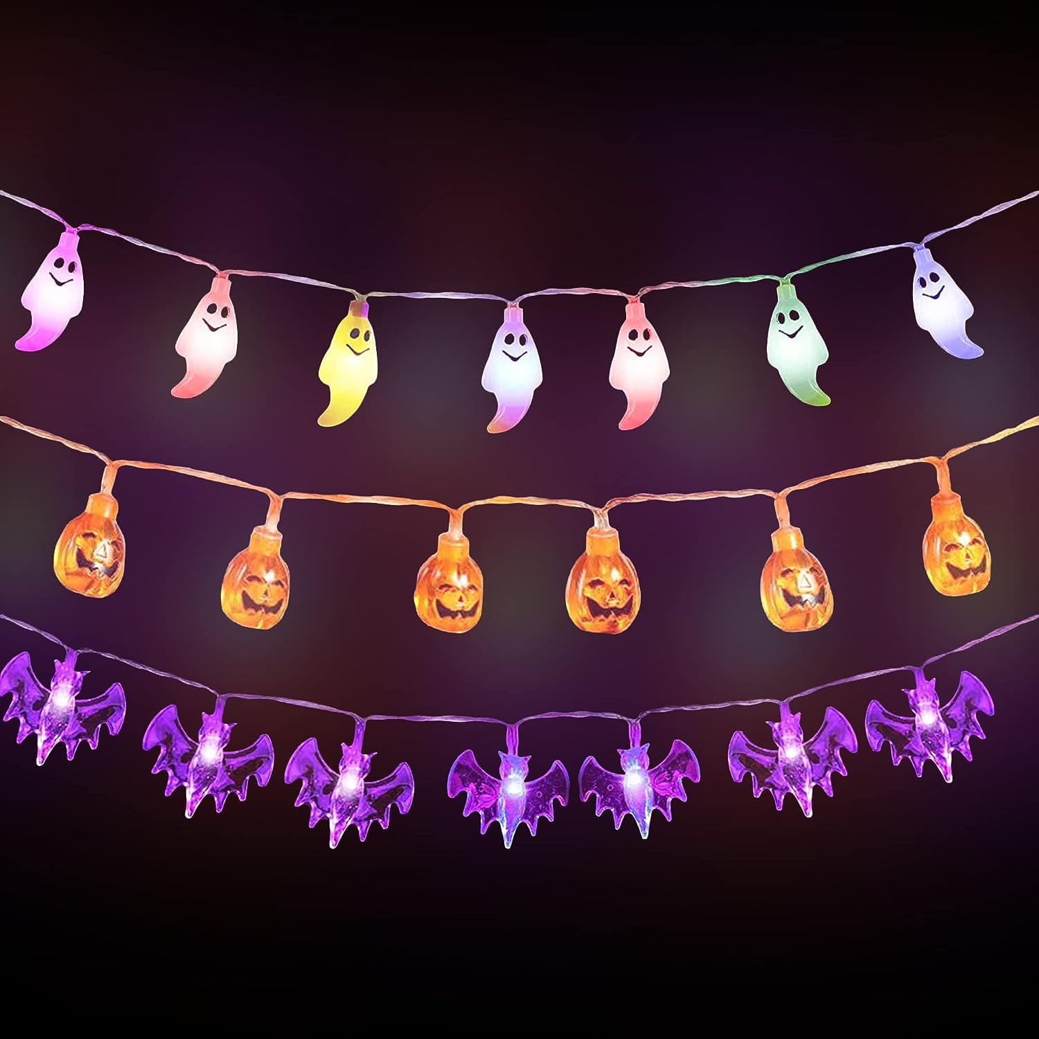 Lilypo 3 Set Halloween Fun Party Decorations Battery Operated 8 Modes ...
