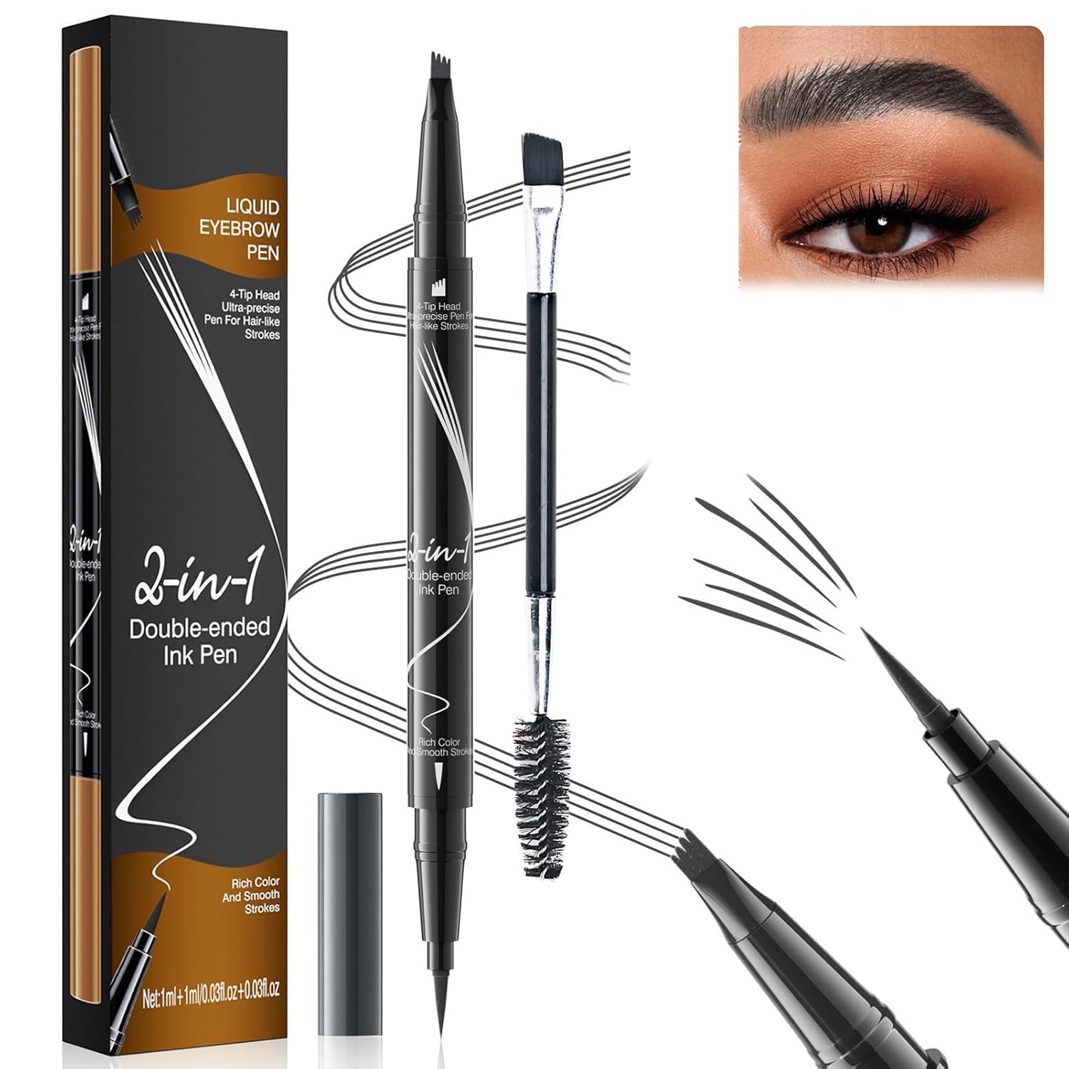 Lilyrhyme Dual Eyebrow Pen, Lilyrhyme Forked Dual-Ended Liquid Eyebrow ...