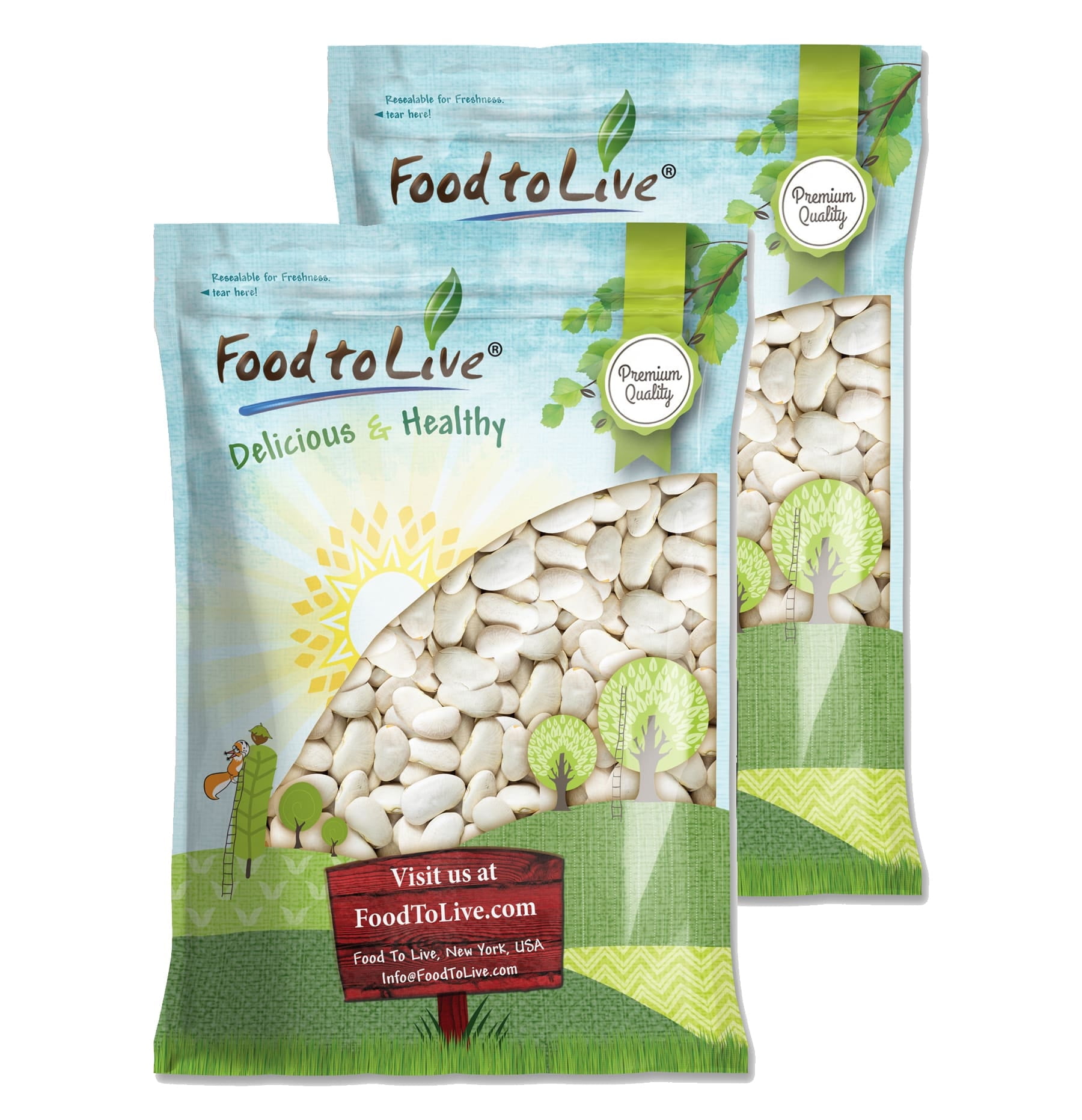 Lima Beans, 20 Pounds – Non-GMO, Large, Vegan – by Food to Live ...