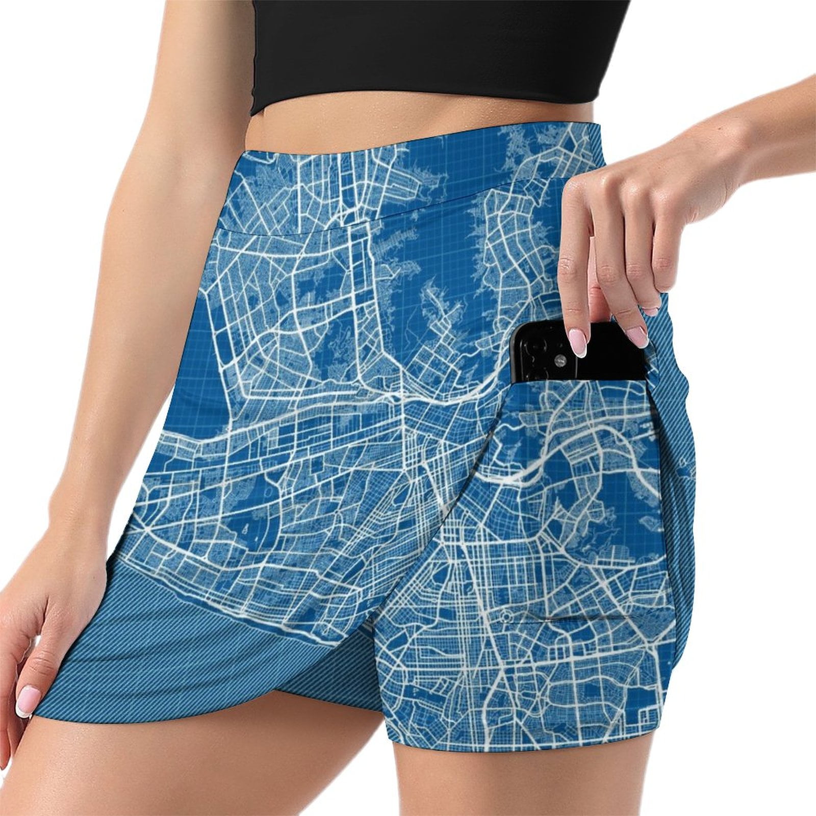 Lima City Map of Peru - Blueprint Light proof trouser skirt School uniform fashion korean ...