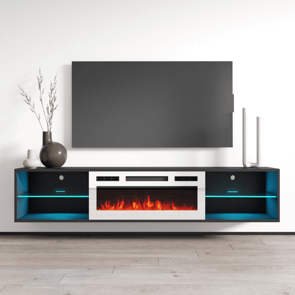 Lima WH-EF Floating Fireplace TV Stand for TVs up to 80", Modern Matte ...