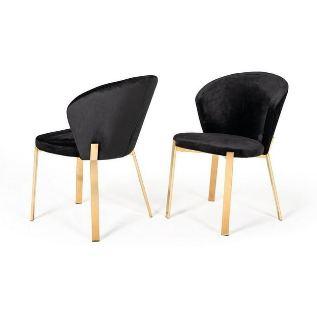 Limari Home Nadia 19.5" Modern Velvet Dining Chairs in Black (Set of 2 ...