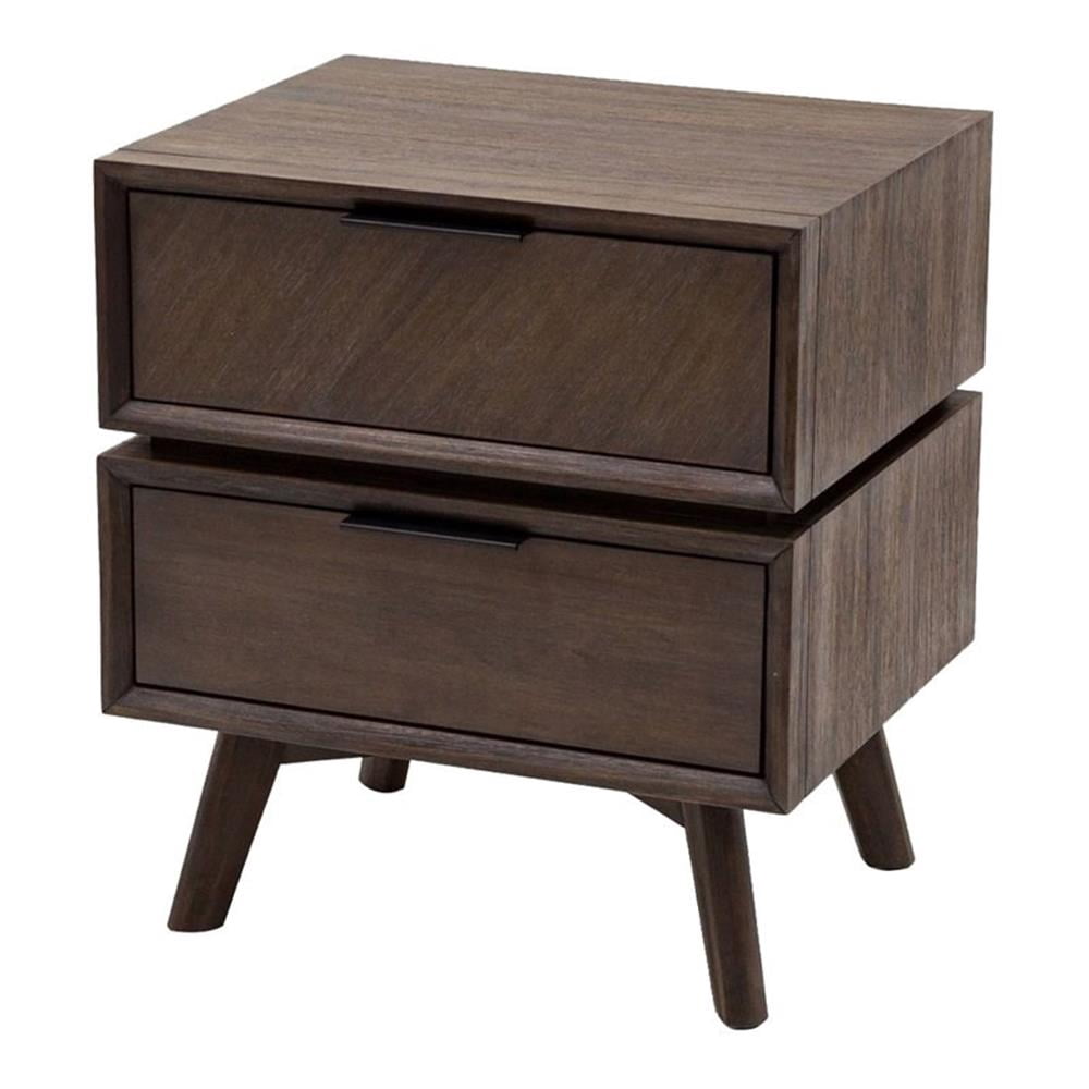 Limari Home Roger Mid-Century Acacia Veneer Wood and Metal Nightstand ...