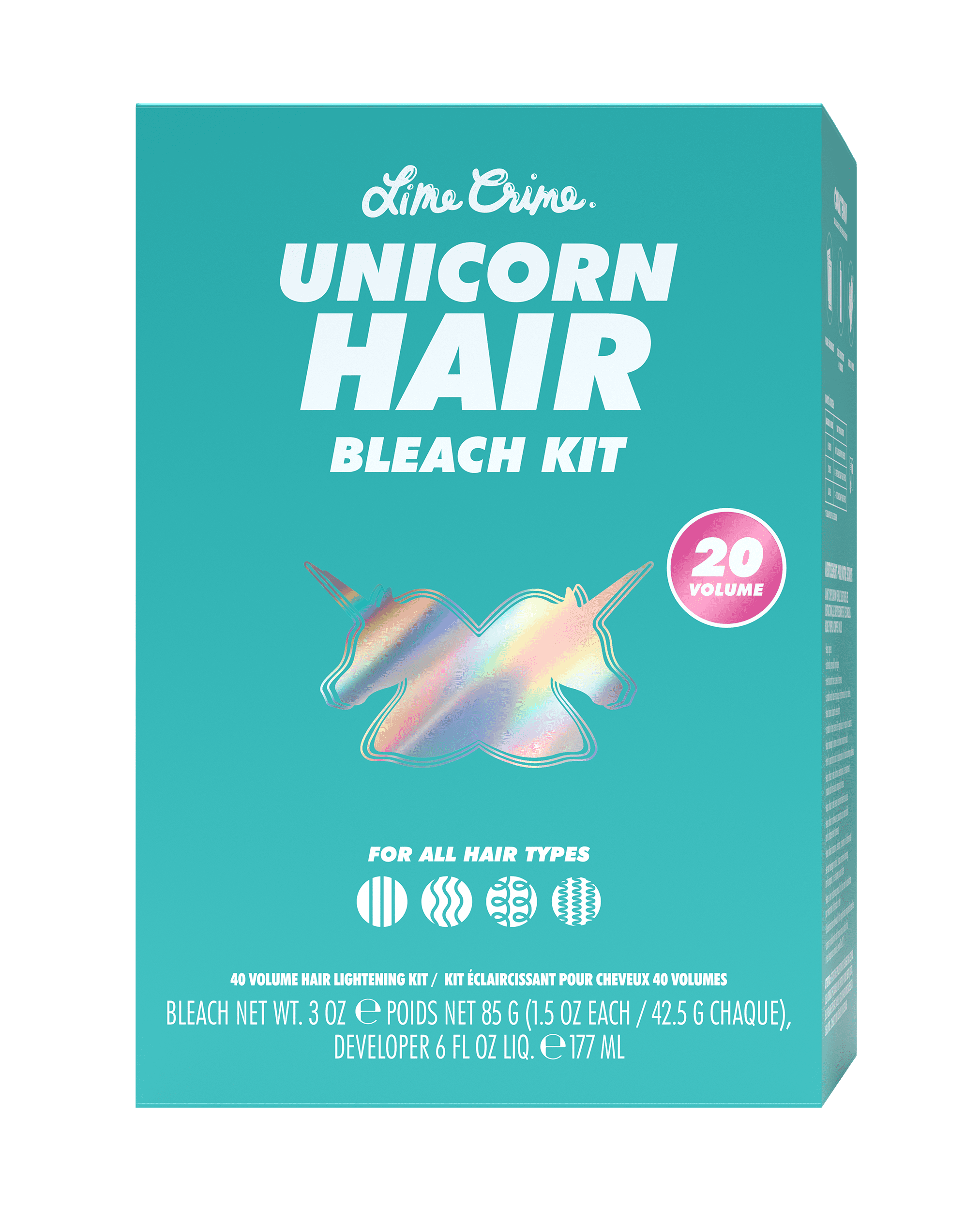 Lime Crime Unicorn Bleach Party, 20 Volume Hair Lightening Kit, 3 Piece ...