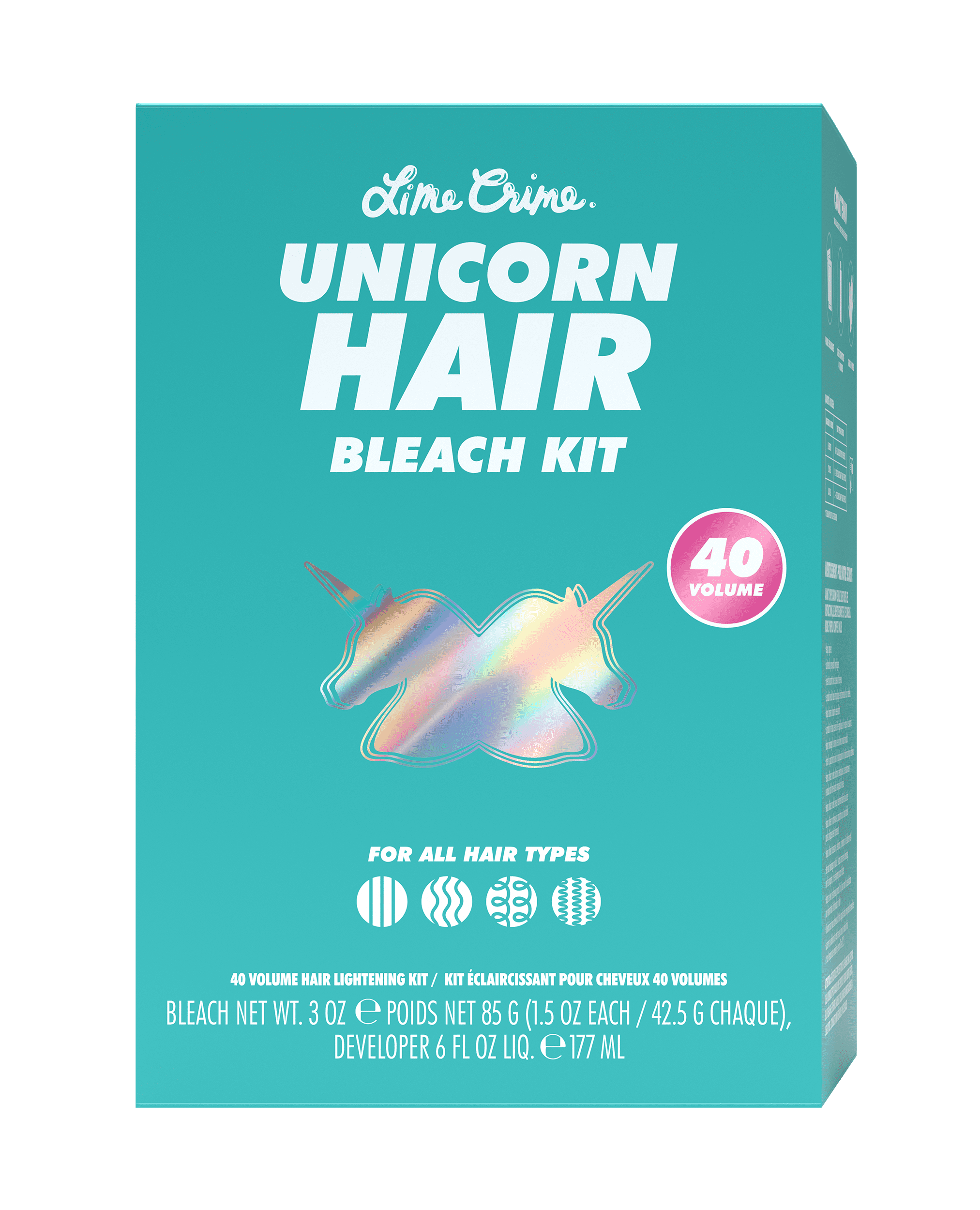 Lime Crime Unicorn Bleach Party, 40 Volume Hair Lightening Kit, 3 Piece ...