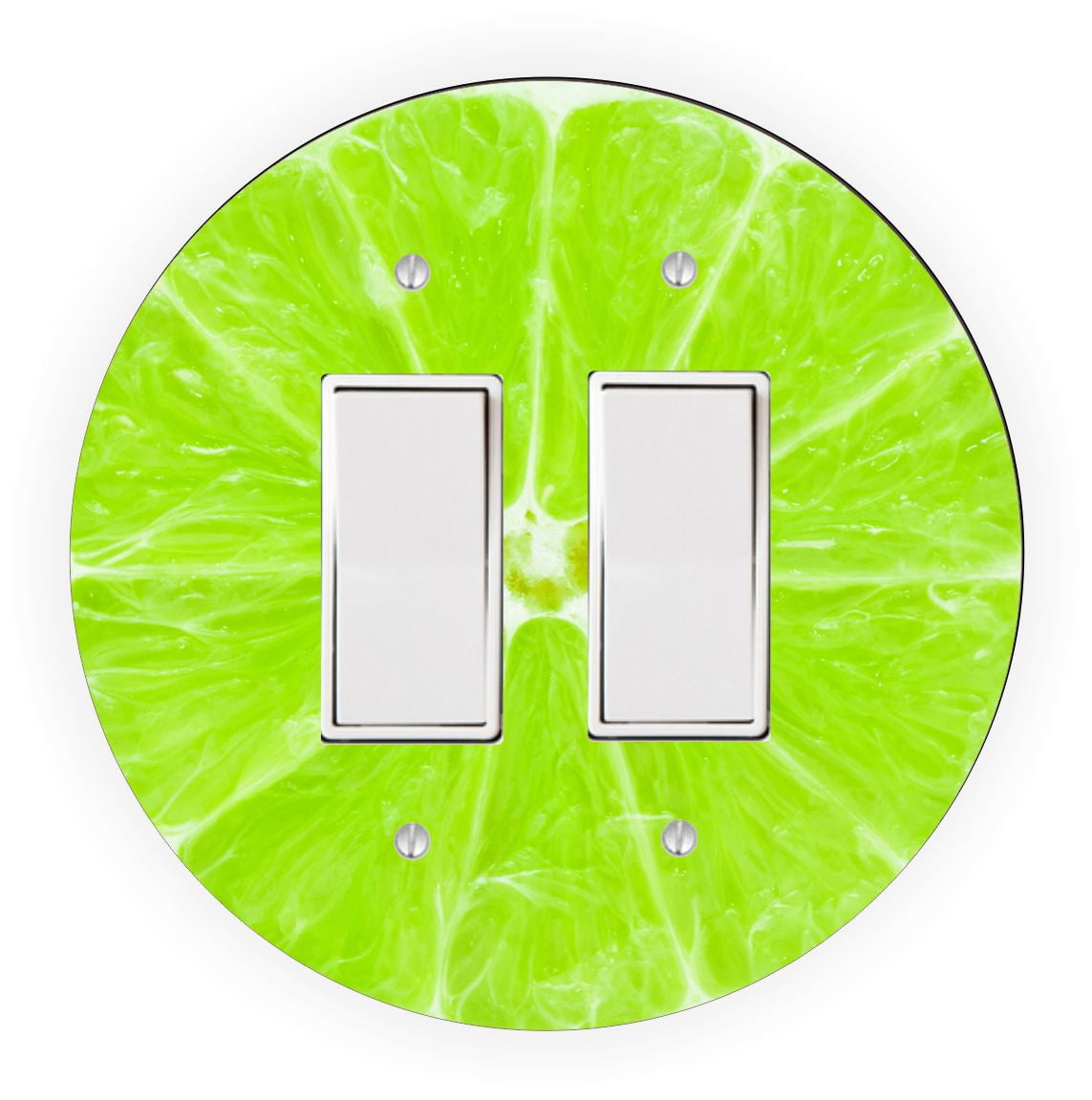 Lime Fruit Slice Design - Round Light Switch Plate Cover - Double ...