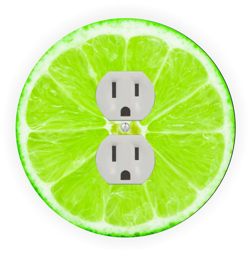 Lime Fruit Slice Design - Round Light Switch Plate Cover - Outlet Cover ...