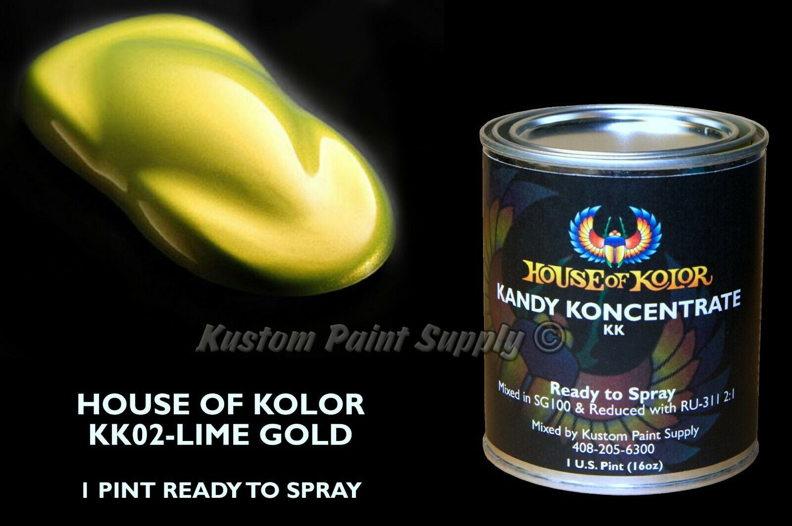 Lime Gold Kandy KK02 House of Kolor 1 Pint Can Ready To Spray - Walmart.com