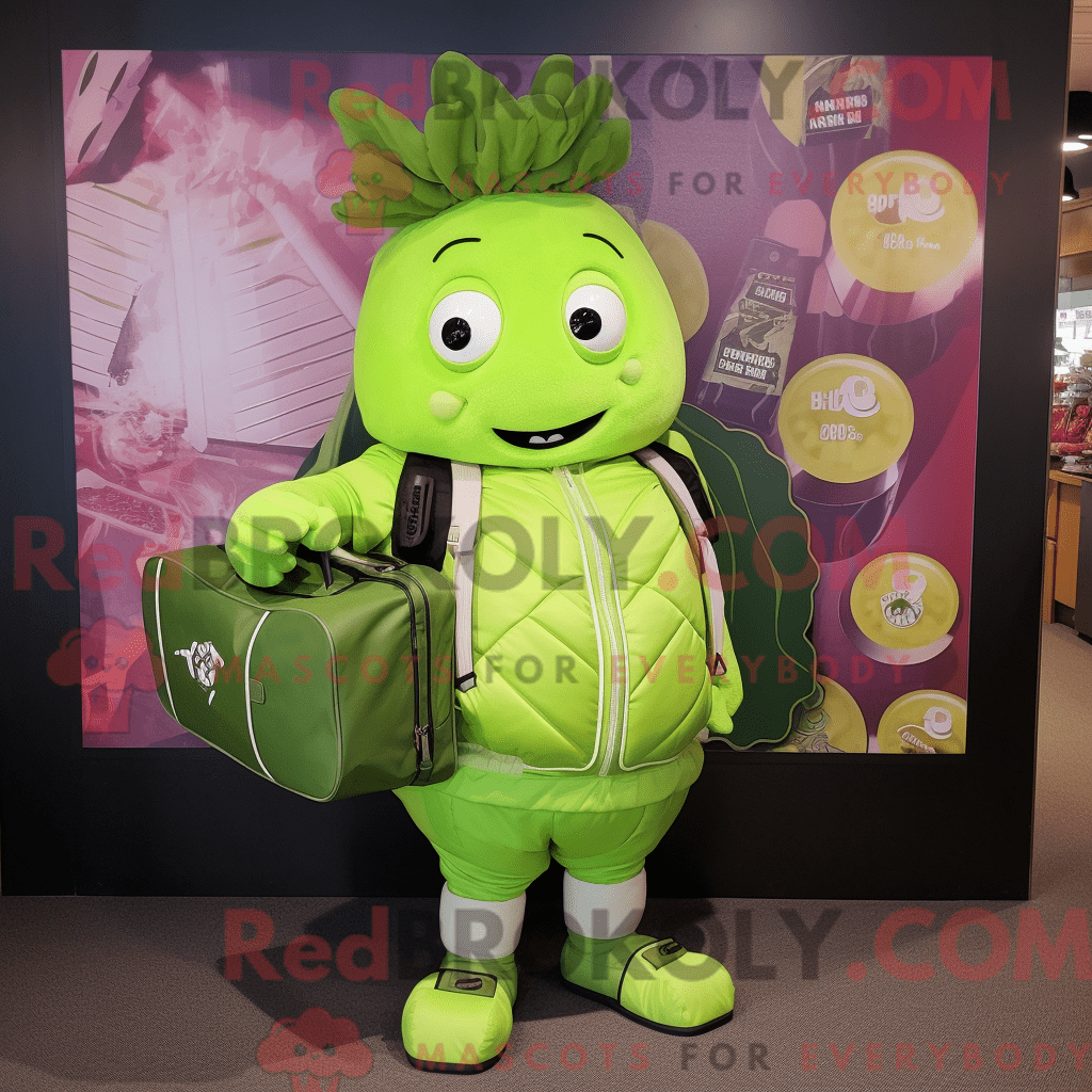 Lime Green Beet REDBROKOLY mascot costume character dressed with a ...