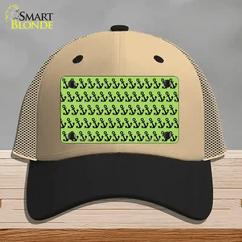 Lime Green Black Anchor Novelty License Plate Hat Mesh Khaki|Black ...