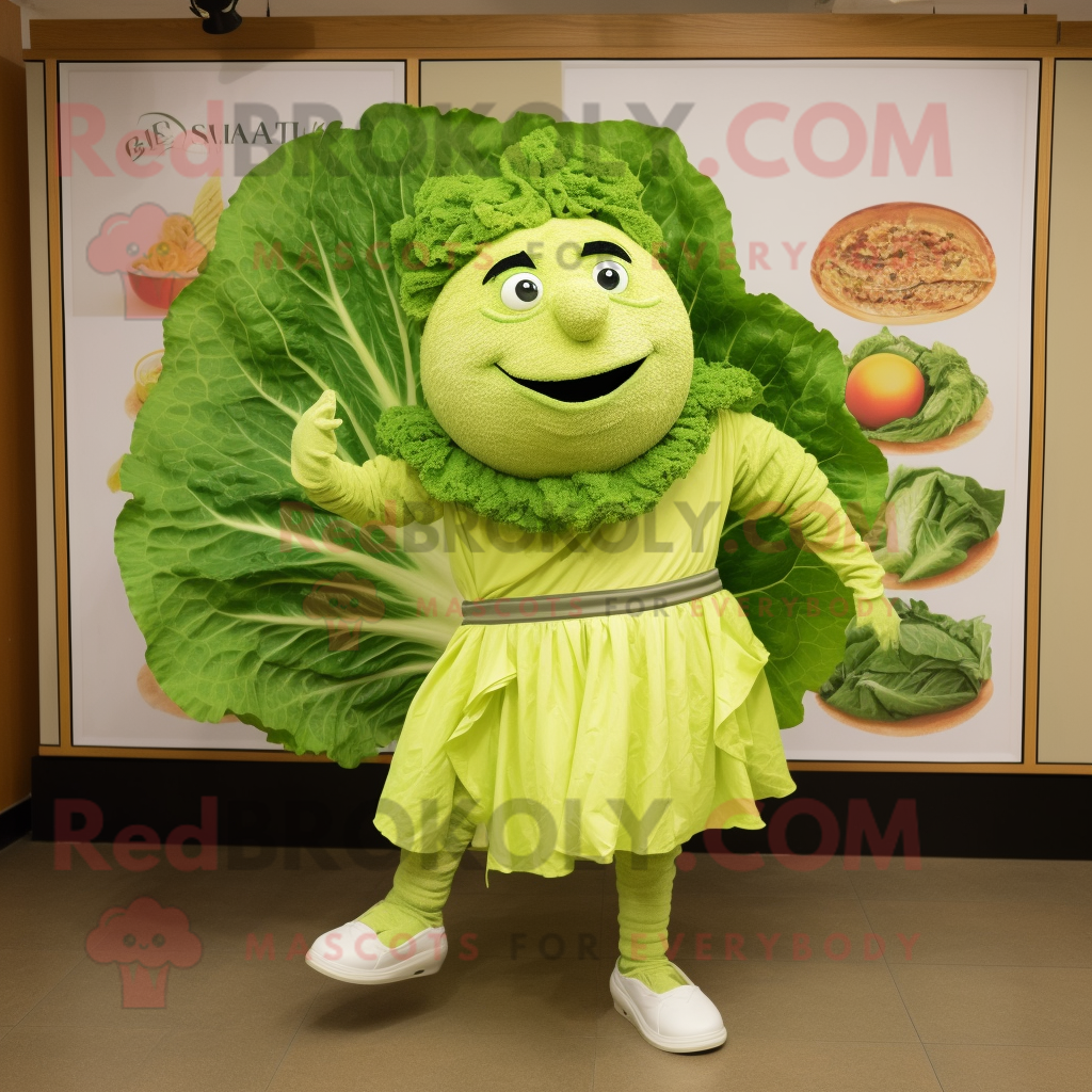Lime Green Caesar Salad REDBROKOLY mascot costume character dressed ...
