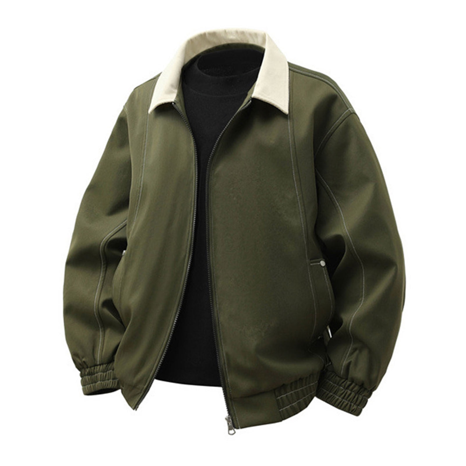 Lime Green Casual Jacket for Mens Winter Fall Long Sleeve High Neck ...