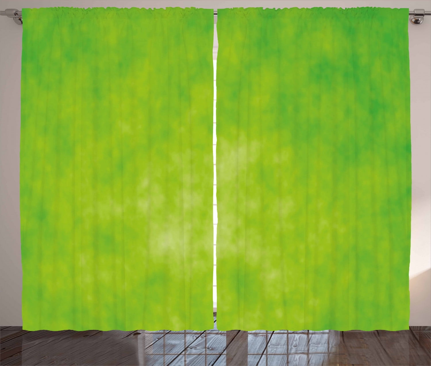 Ambesonne Lime Green Curtains 2 Panel Set, Cloudy Color Shade, 108" x ...