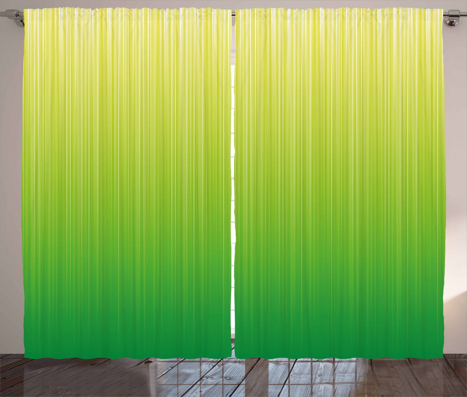 Ambesonne Lime Green Curtains 2 Panel Set, Striped Futuristic, 108" x ...