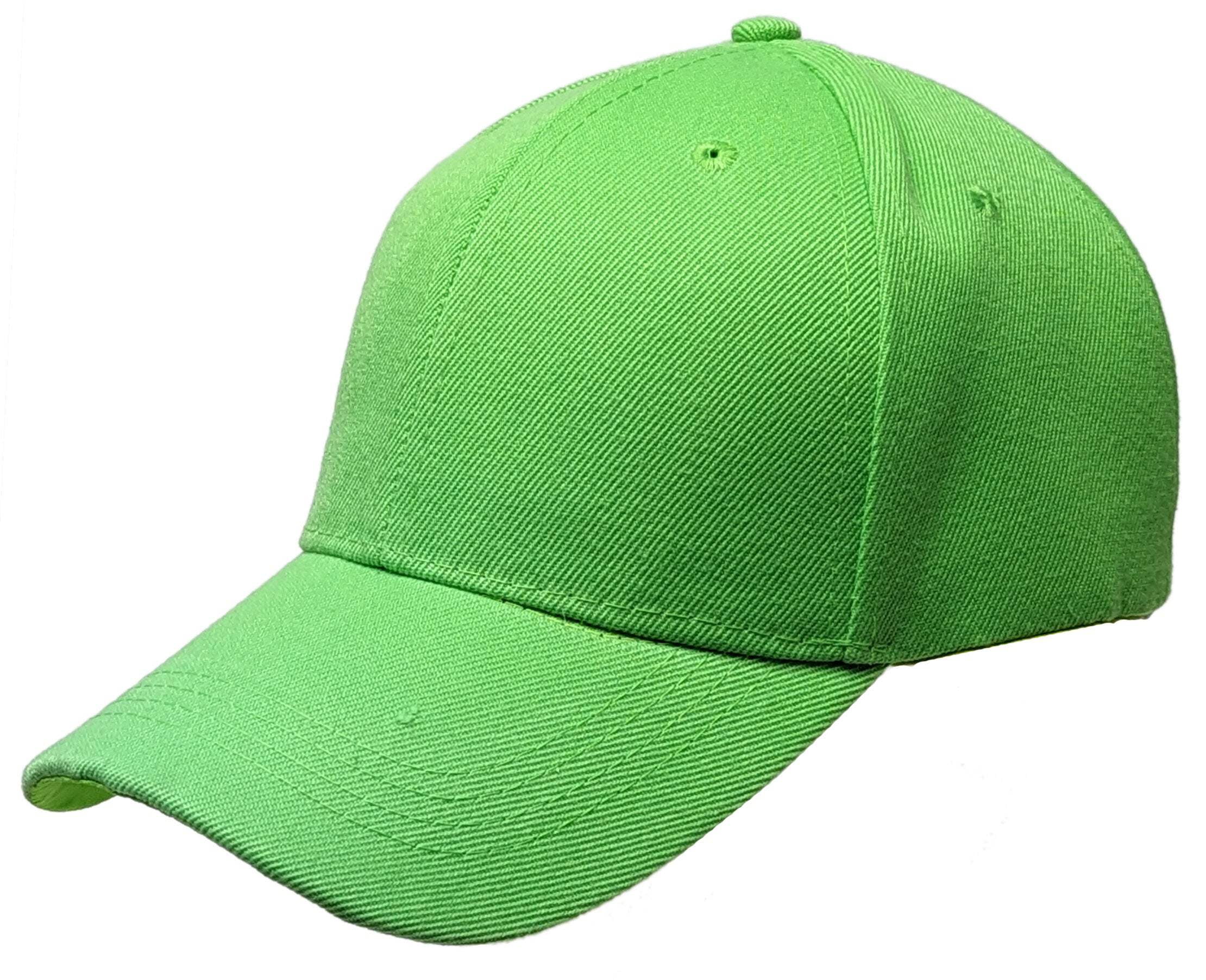 Unisex Lime Green Baseball Cap, Curved Visor, Adjustable, Hat Sport Style, Blank for ...
