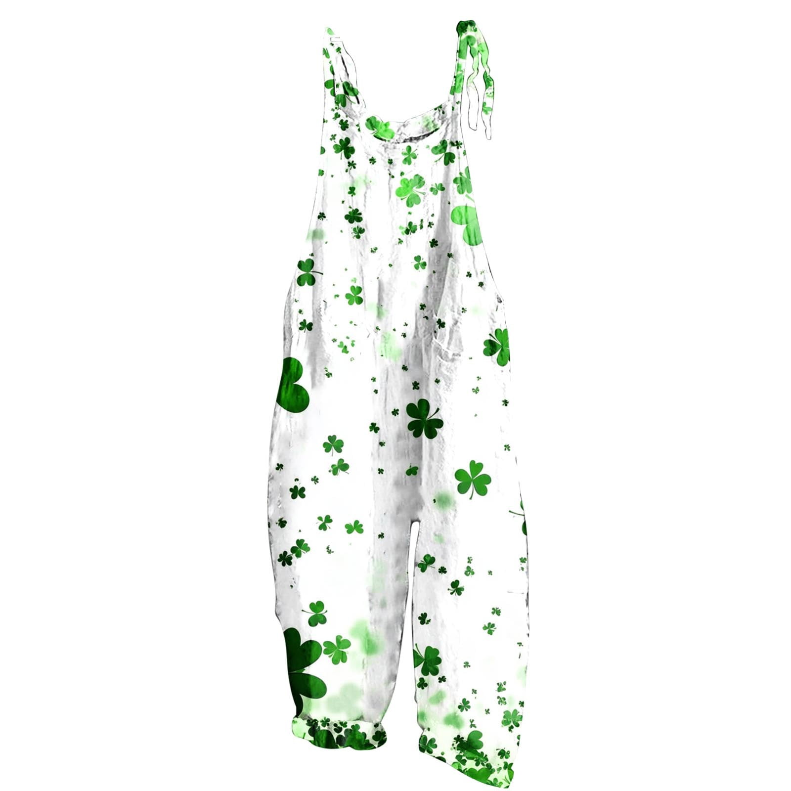 Lime Green Floral Graphic Loose Fit Coveralls for Women Fall Summer ...