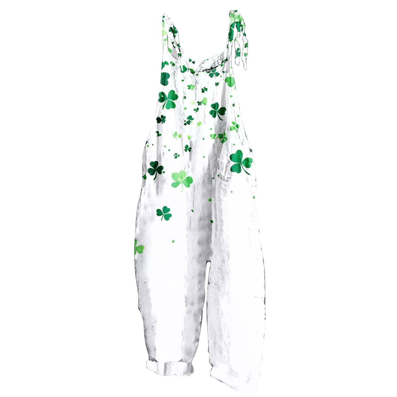 Lime Green Floral Graphic Loose Fit Overalls for Women Summer Fall ...