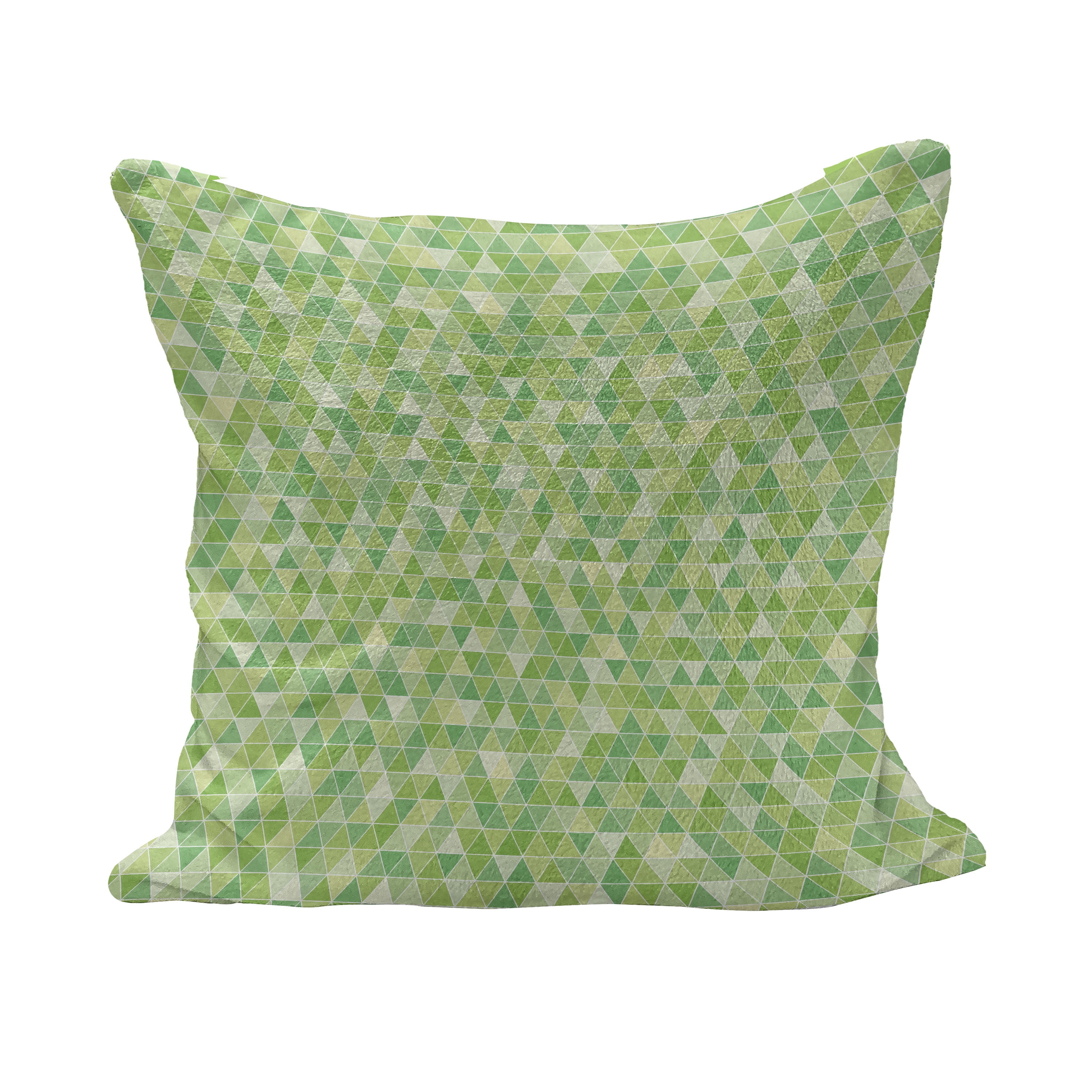 Lime Green Fluffy Throw Pillow Cushion Cover, Triangles Geometry Modern ...