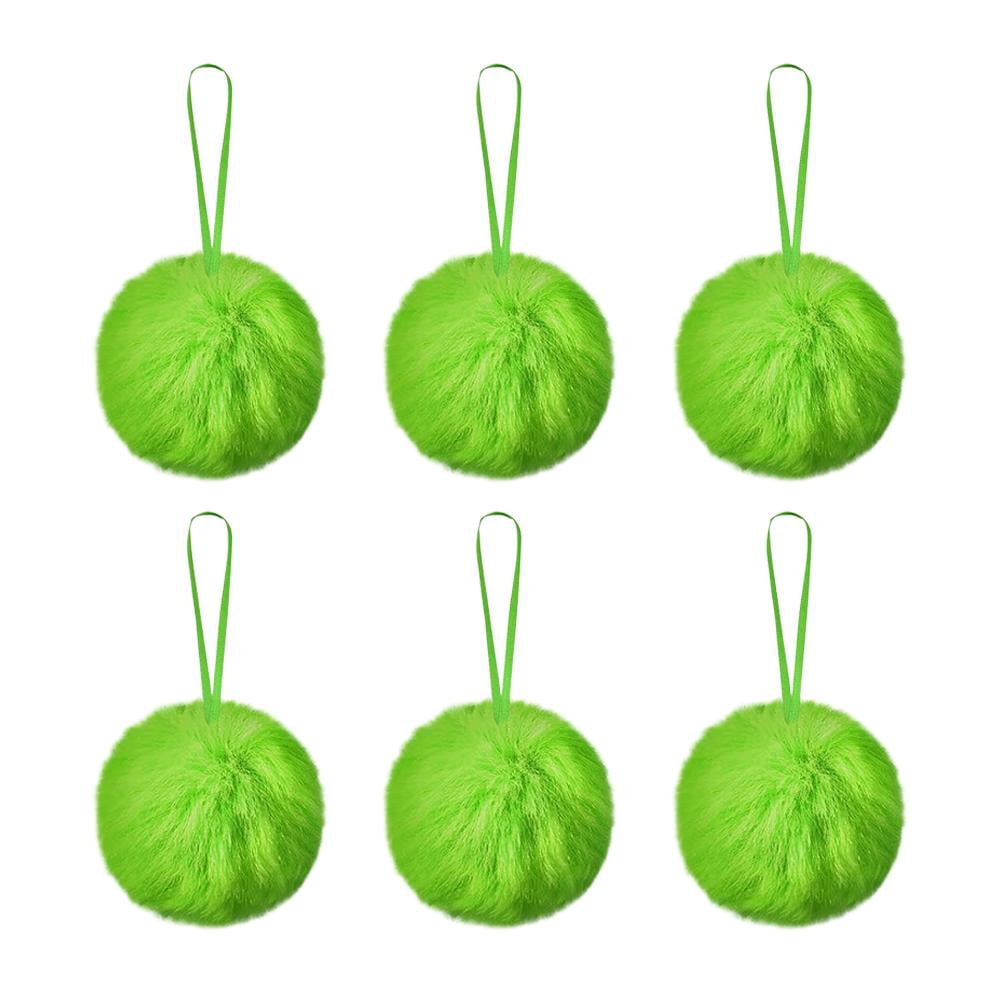 Lime Green Furry Christmas Ball Ornaments for Xmas Tree,Soft Faux Fur ...
