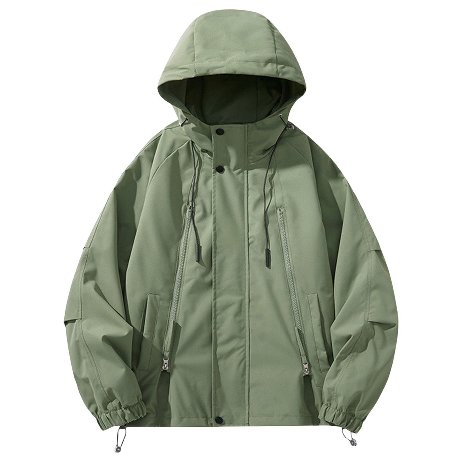 Lime Green Hooded Waterproof Going Out Outfit for Mens Winter Fall Long ...