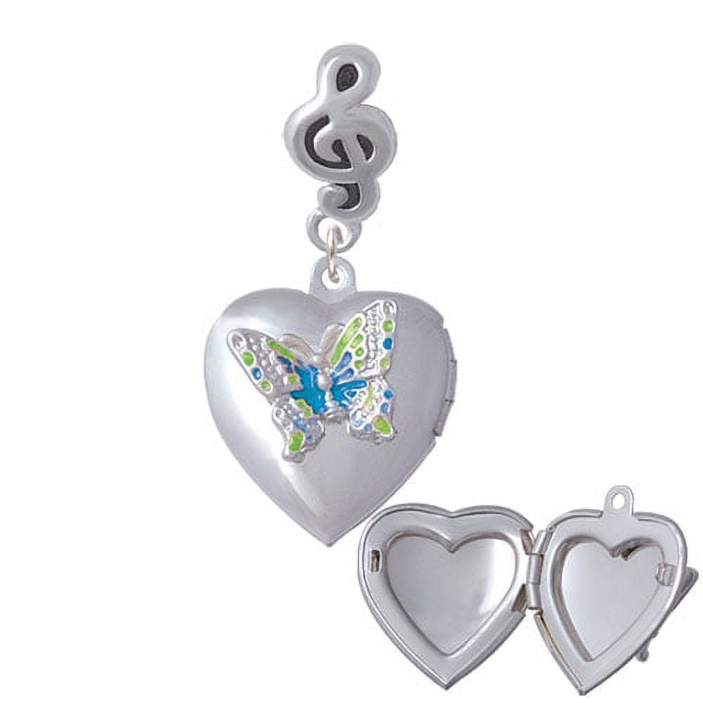 Lime Green & Hot Blue Butterfly Locket - Clef Note Charm Bead - Walmart.com