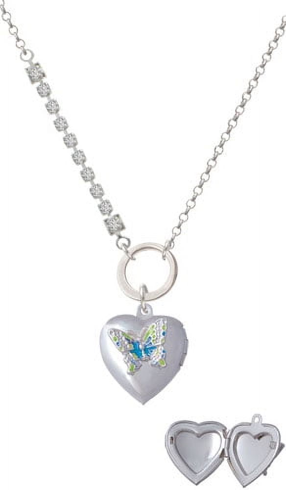 Lime Green & Hot Blue Butterfly Locket Divine Karma Necklace, 18 ...