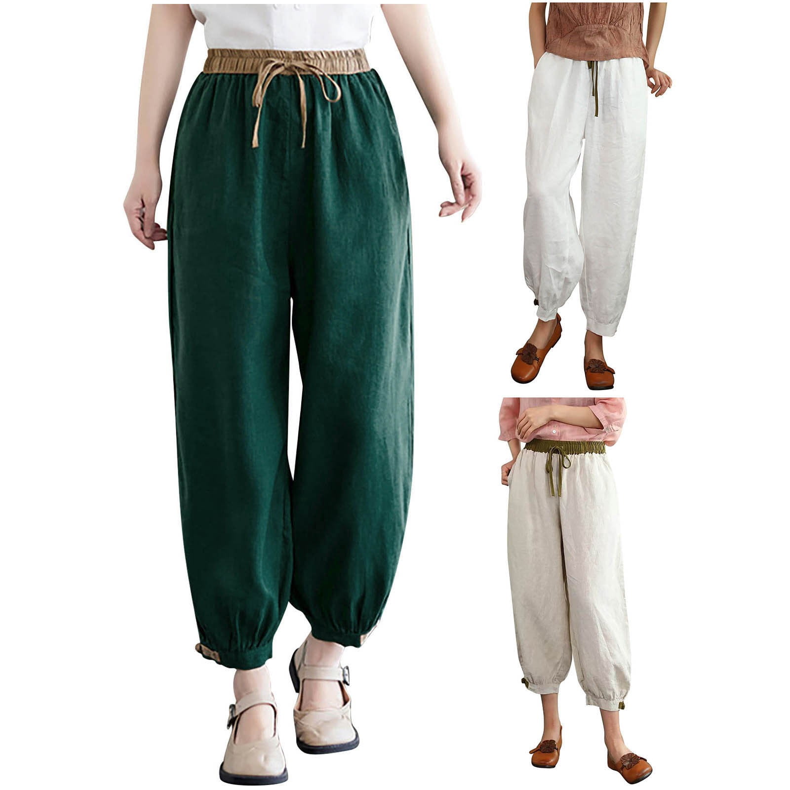 Lime Green Ladies Harem High Cut Trousers Pants Loose Fit Trousers ...