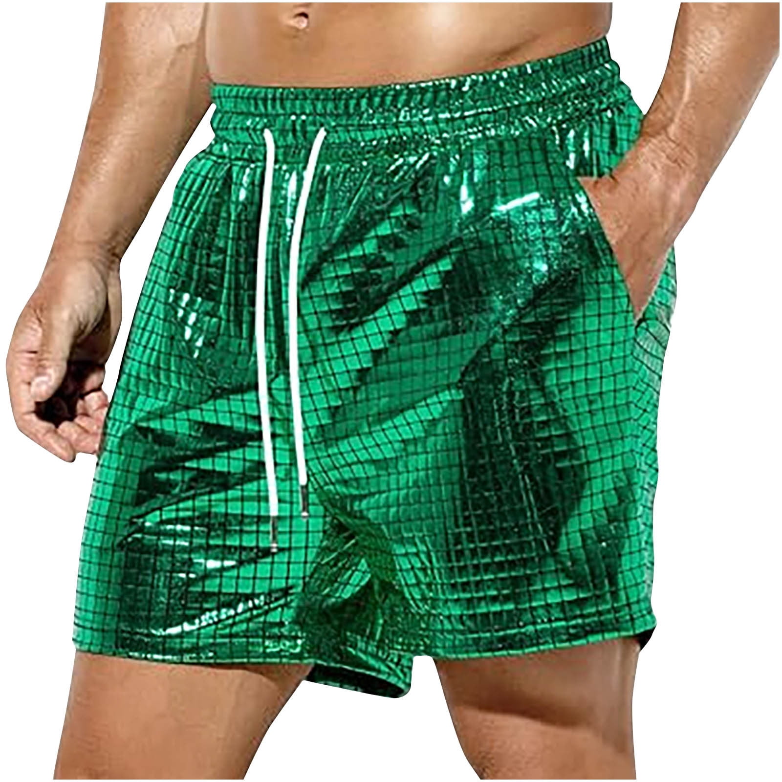 Lime Green Loose Fit Shorts for Mens Fall Summer Work Out Gym Beach ...
