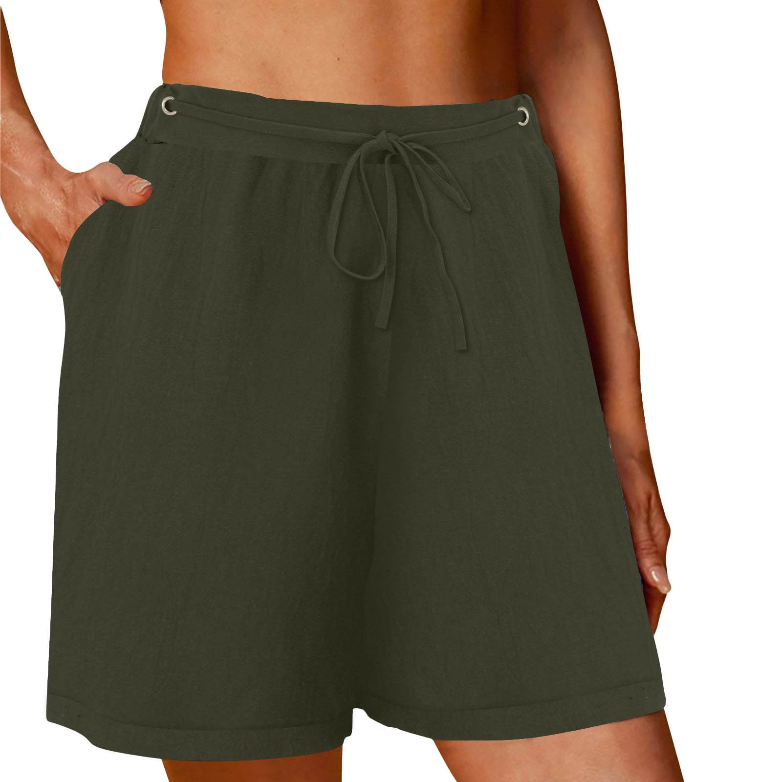Lime Green Loose Fit for Teen Girls Summer Fall Faux Linen Brunch Flare ...