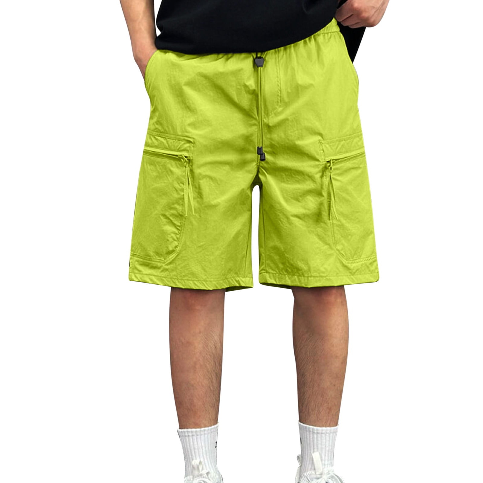 Lime Green Man Wild Cargo Lounge Pants Shorts for Mens Straight Leg ...