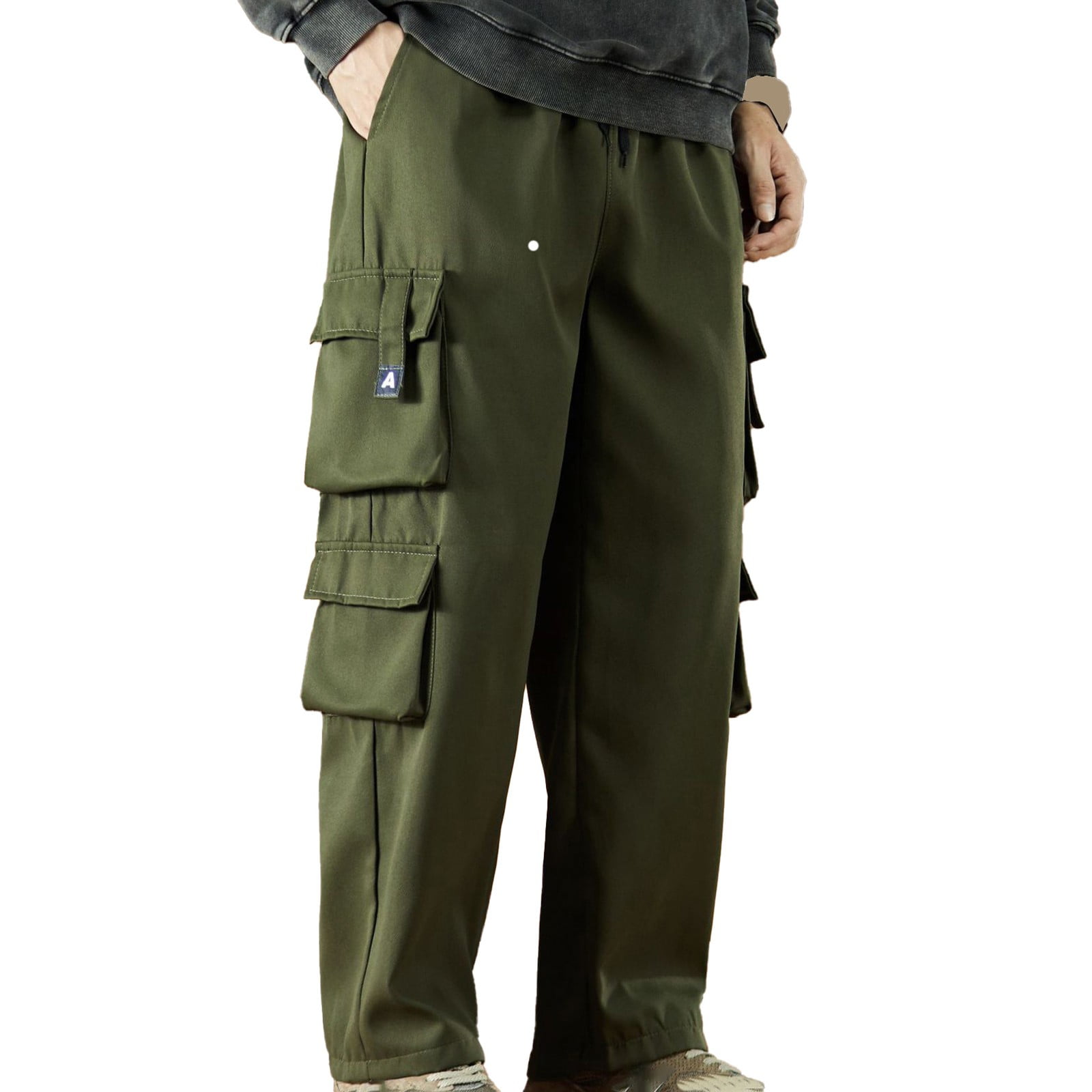 Lime Green Mens Work Wild Cargo Casual Trousers Pants for Man Loose Fit Oversized Thin Victorian ...
