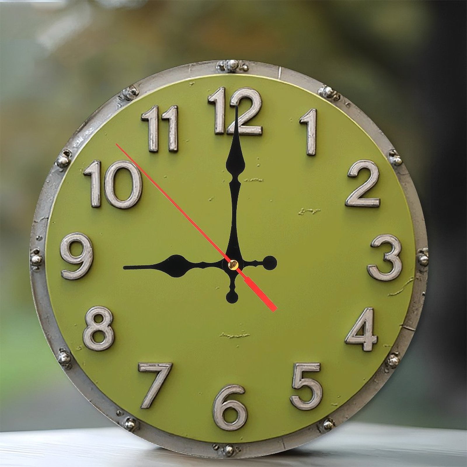 Lime Green Metal Wall Clock Vintage Style Home Decor 10-Inch Silent ...