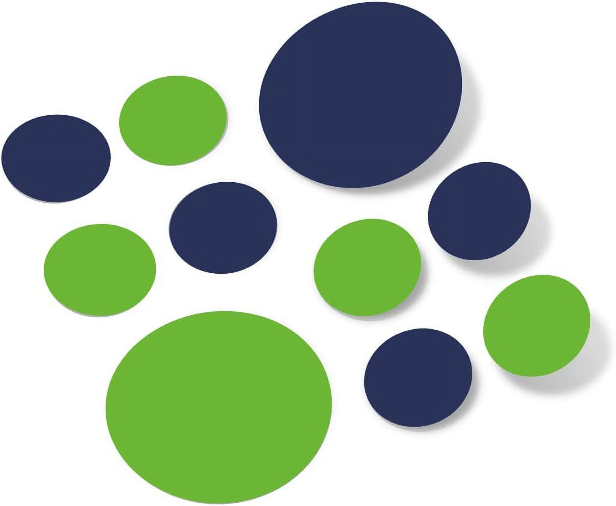 Lime Green/Navy Blue Vinyl Wall Stickers - 2 & 4 inch Circles (150 ...