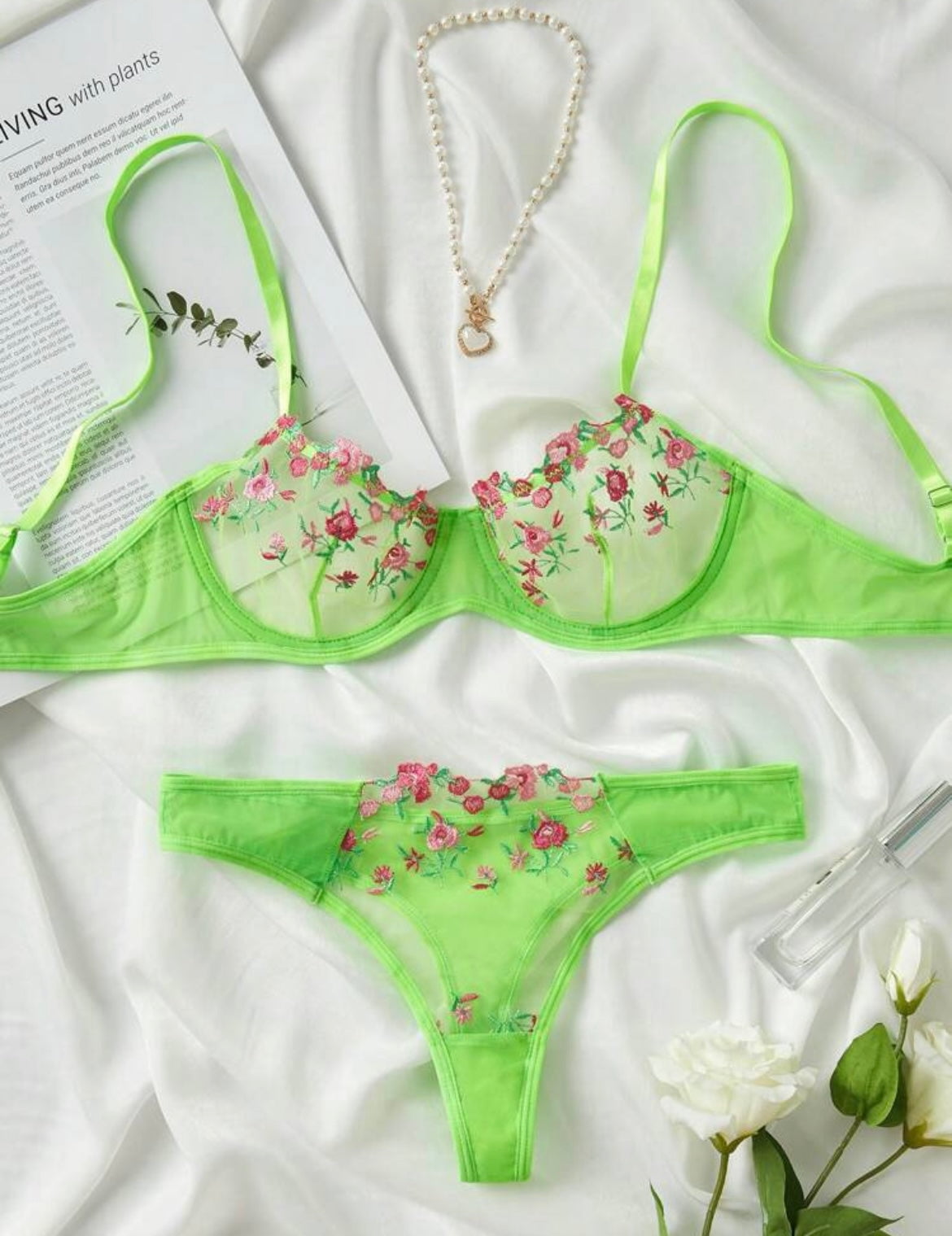 Lime Green Neon Lingerie Set - Walmart.com