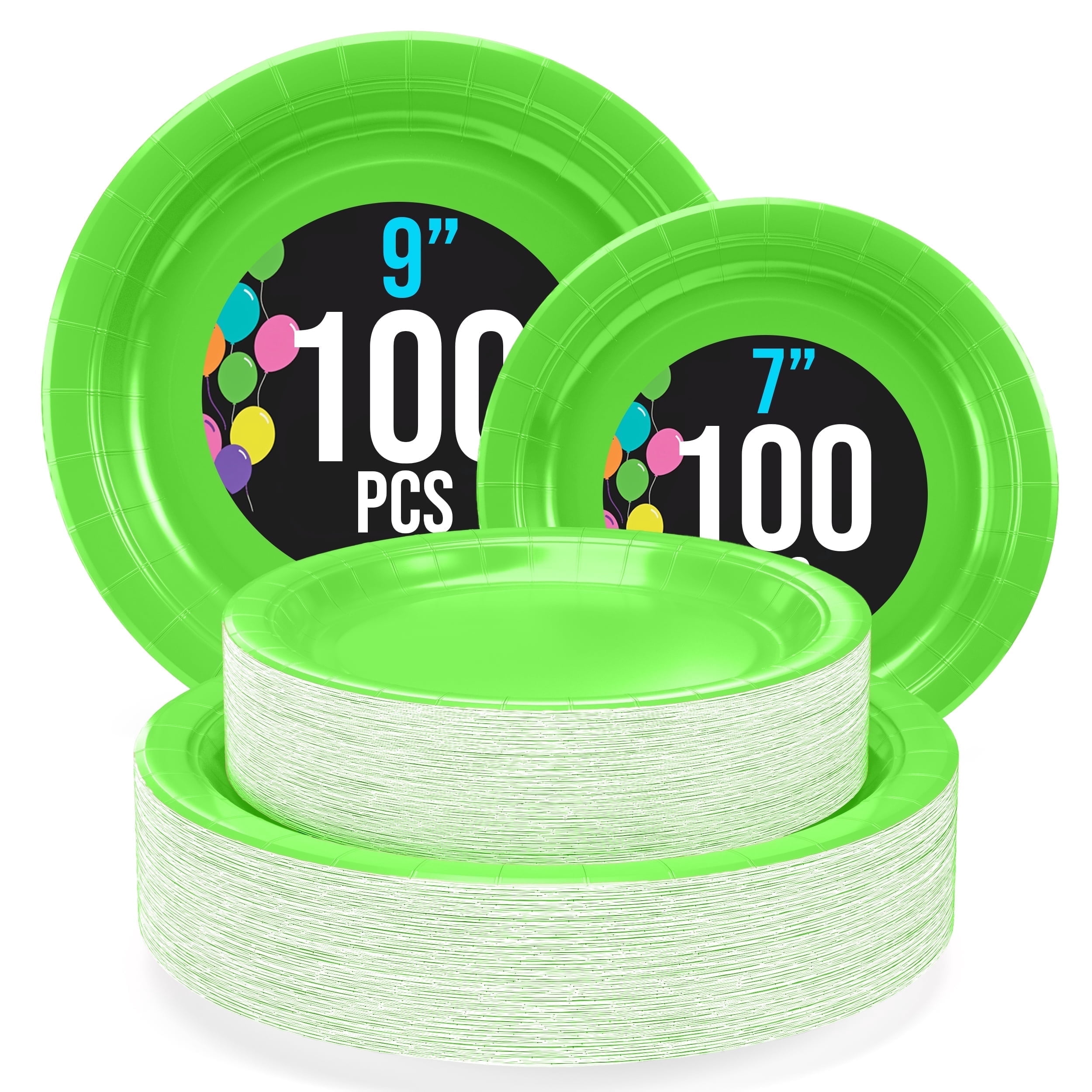 Exquisite Lime Green Disposable Heavy Duty Paper Plates, 7 and 9 Inch ...