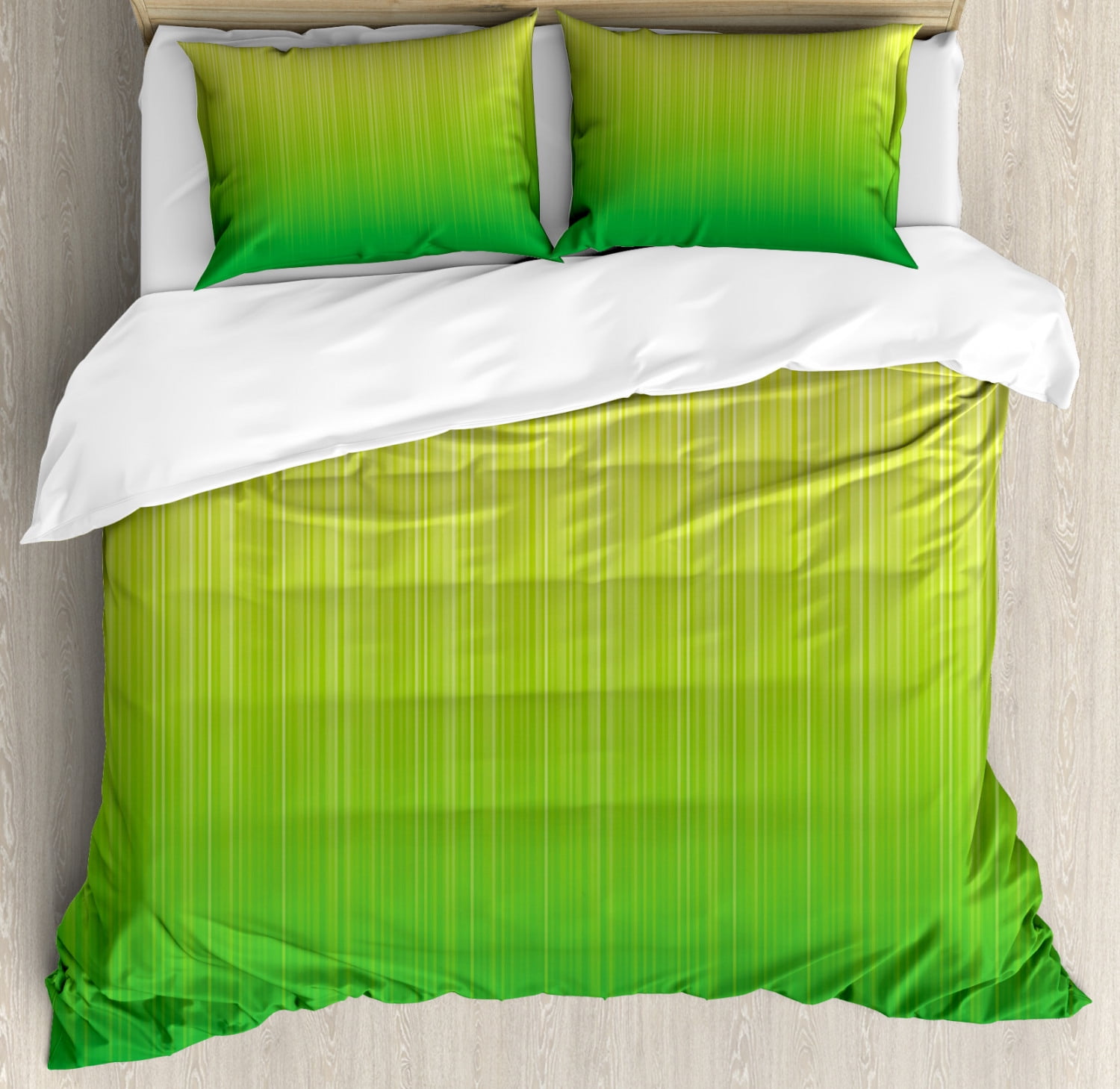 Lime Green Queen Size Duvet Cover Set, Pin Striped Digital Background ...