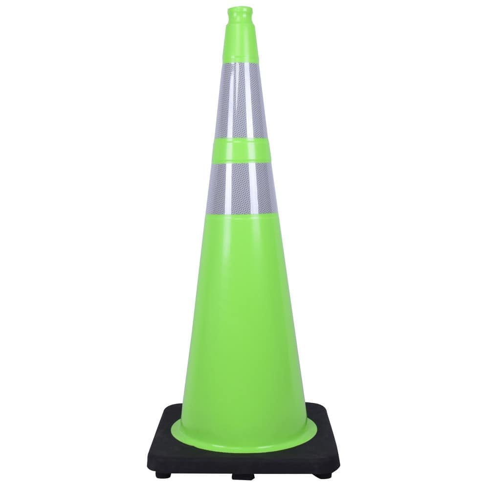 Lime Green Rigid PVC Traffic Cone: 10 Lb, 15" Square Base, 36" High ...