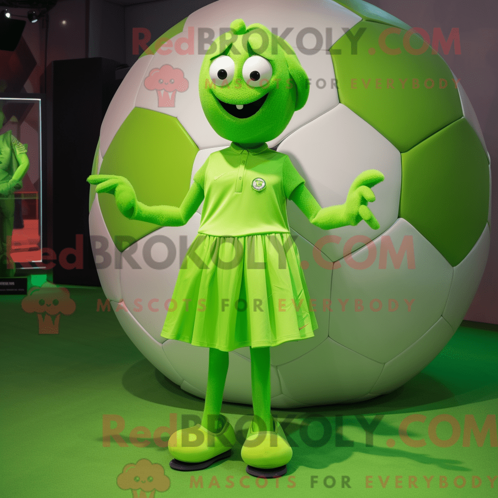 Lime Green Soccer Ball REDBROKOLY mascot costume character dressed with ...