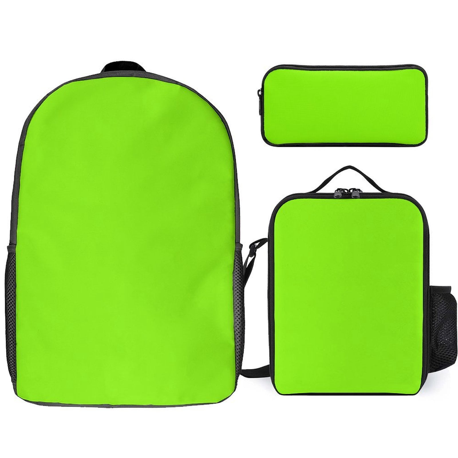 Lime Green Solid-2 3D Printed 3pcs/Set Bags Laptop Daypack Backpack ...