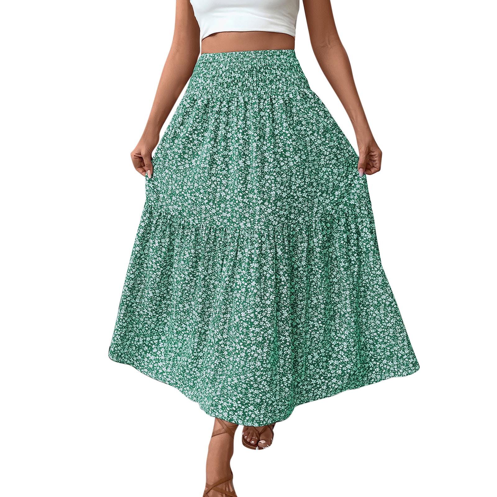 Lime Green Spandex for Women Flower Graphic Maxi Long Loose Fit Lounge ...