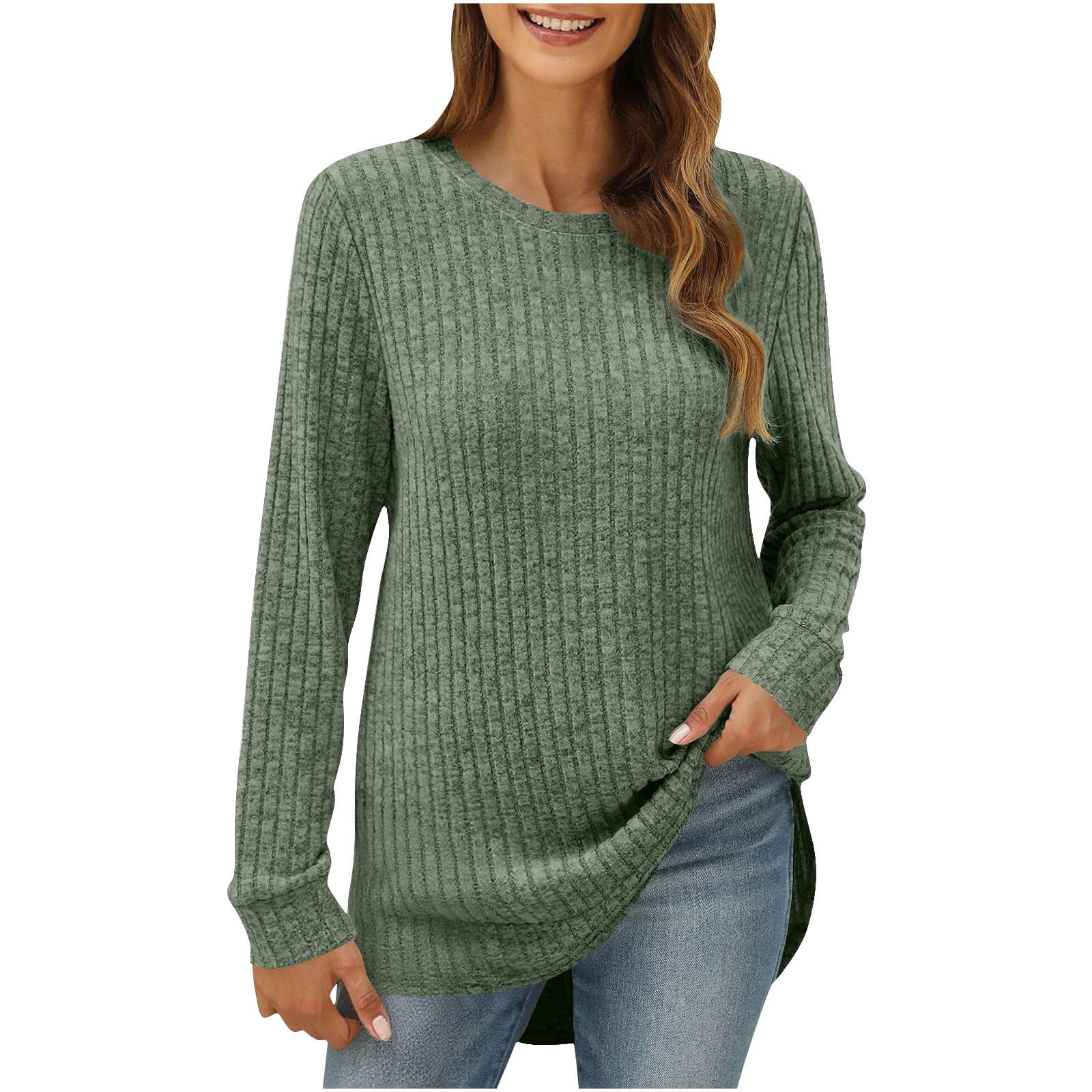 Lime Green Tops for Women Fall Winter Boat Neck Spandex Loose Fit ...