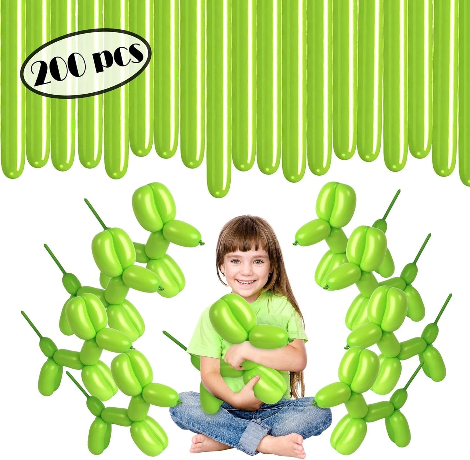 Lime Green Twisting Balloons - Long Balloons - 200 Pack - Walmart.com