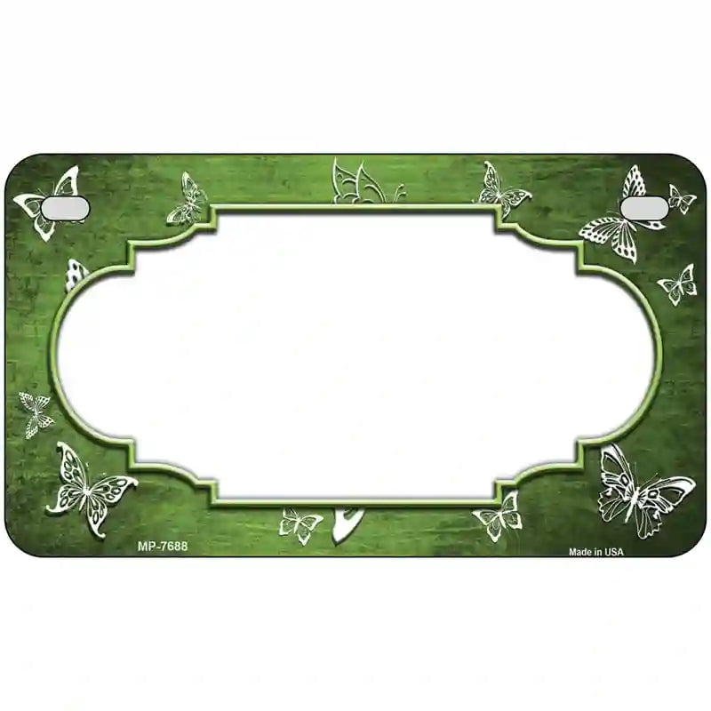 Lime Green White Scallop Butterfly Oil Rubbed Metal Novelty License ...
